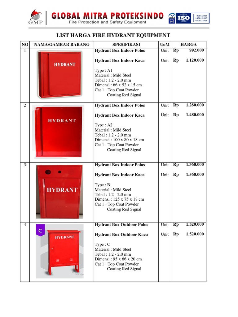List Katalog Fire Hydrant (Box) | PDF | Materials | Building Materials