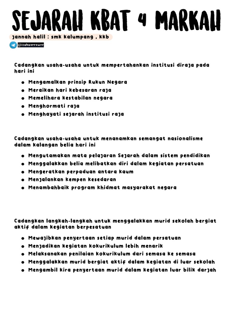 Jawapan Kbat 4markah Sejarah | PDF