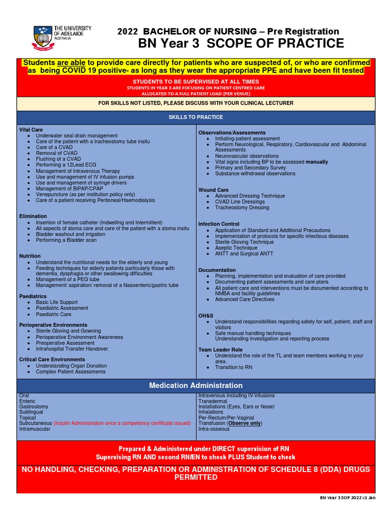 Scope of Practice - BN Year 3 2022 | PDF | Intravenous Therapy | Health ...