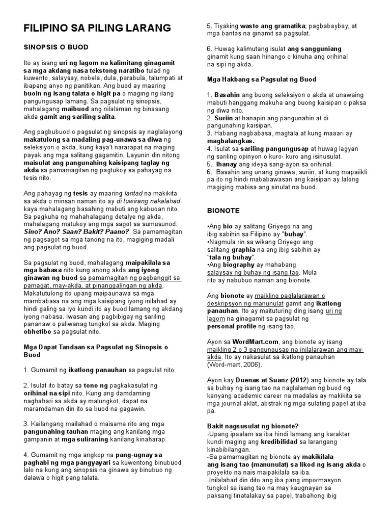 Filipino Sa Piling Larang | PDF