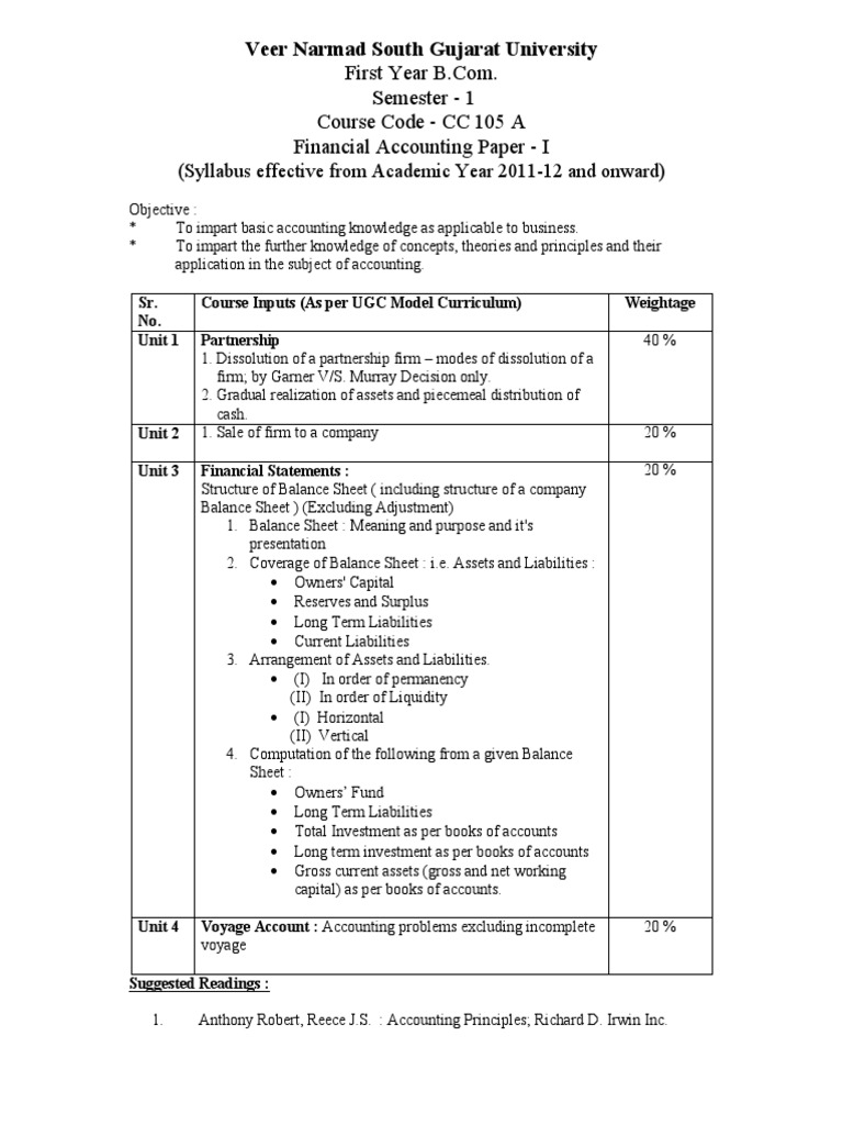07082014124750financial Accounting Paper I Course Code CC 105 A | PDF