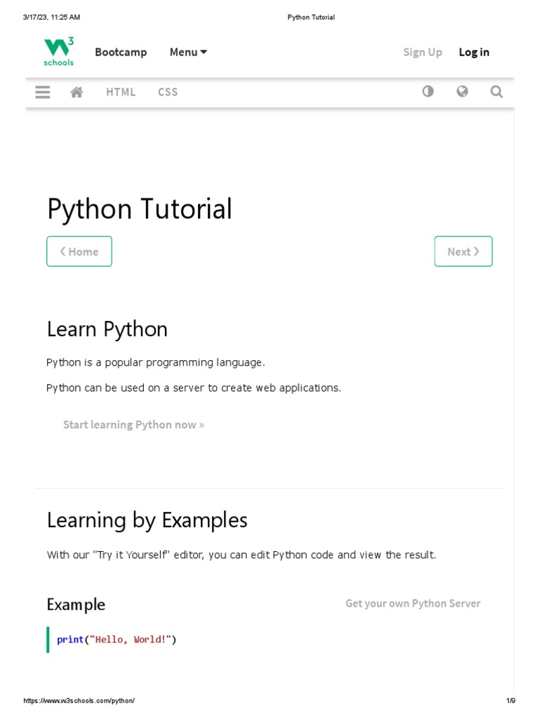 w2 - Python Tutorial | PDF | Php | Java Script
