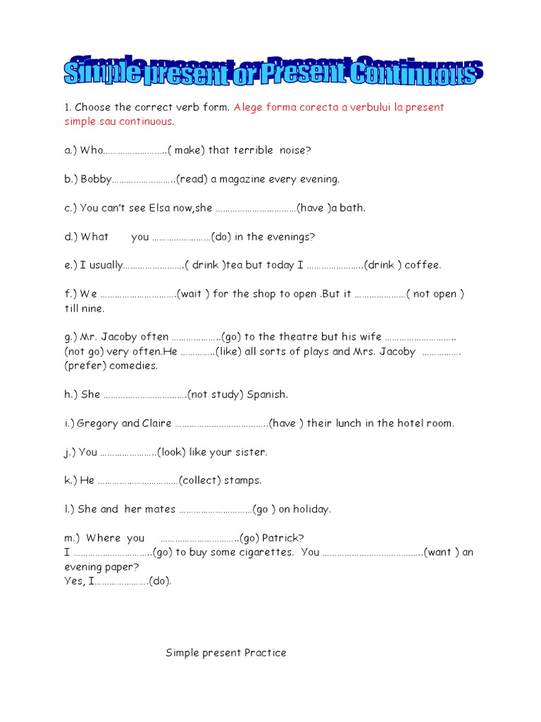 Present Simple or Continuous | PDF