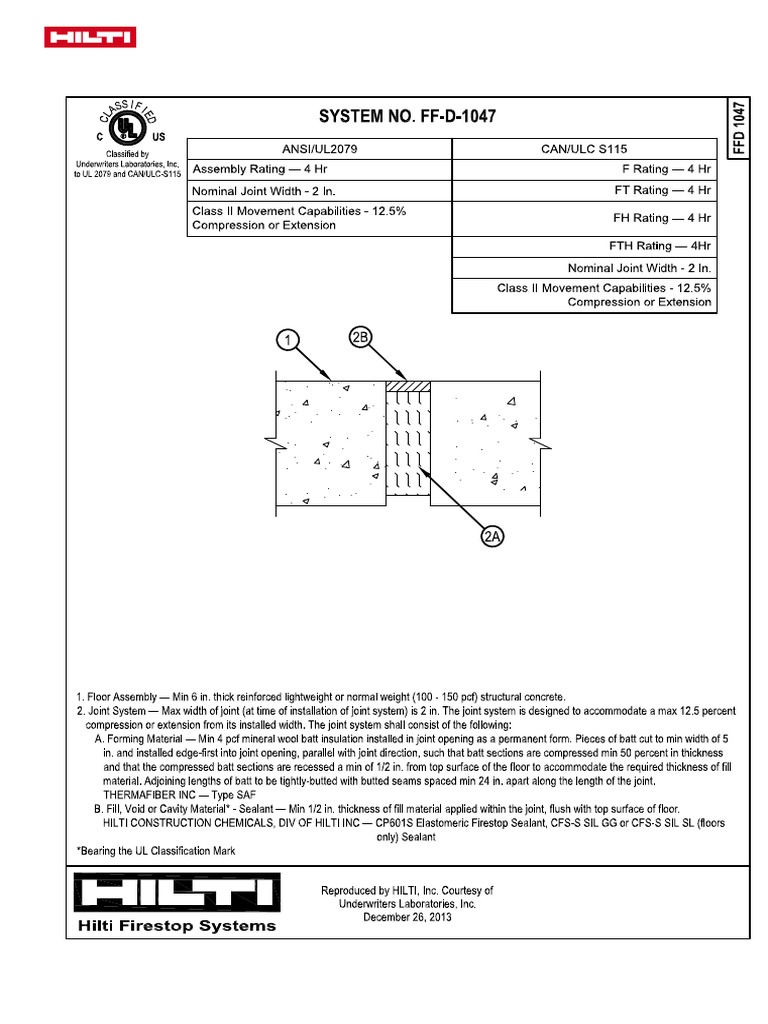 UL 2079 Firestop System Details | PDF | Concrete | Roof