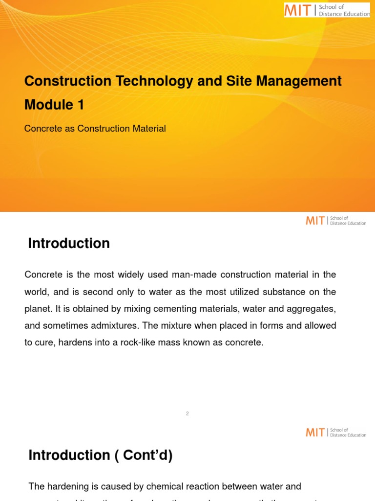 Module 1 - Concrete As Construction Material | PDF | Concrete | Cement
