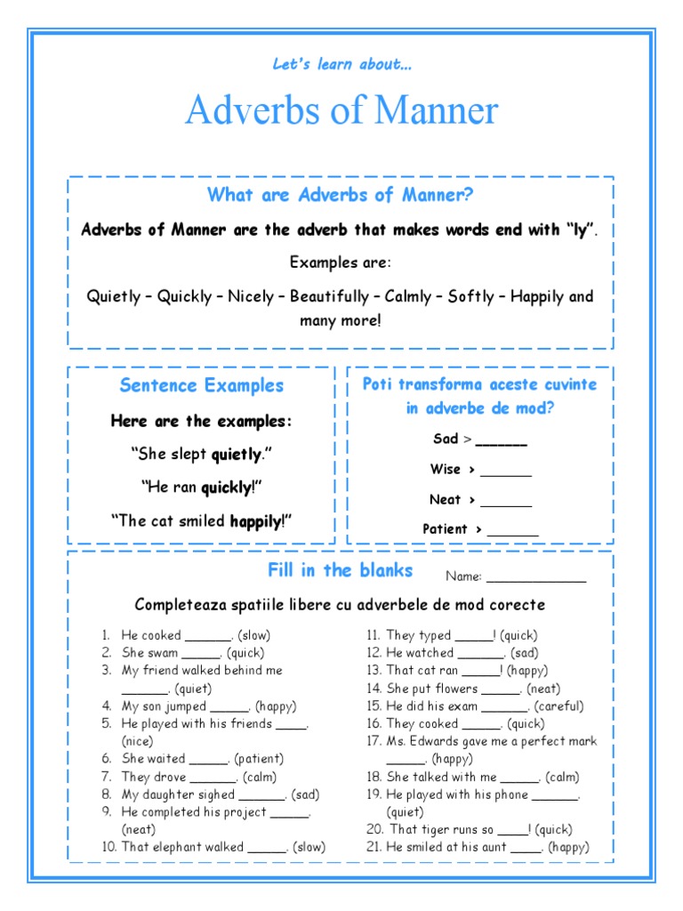 Adverbs of Manner Fun Activities Games Grammar Drills Grammar Guides ...