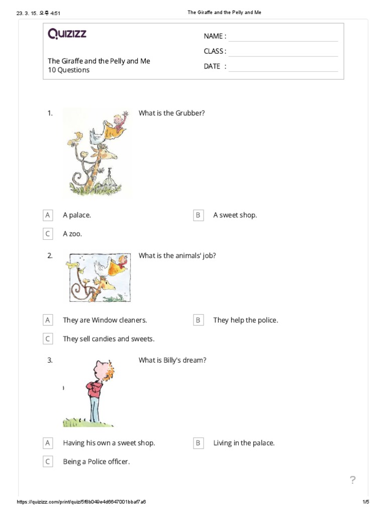 Giraffe and Pelly Quiz Overview | PDF | British Children's Books | Seabird
