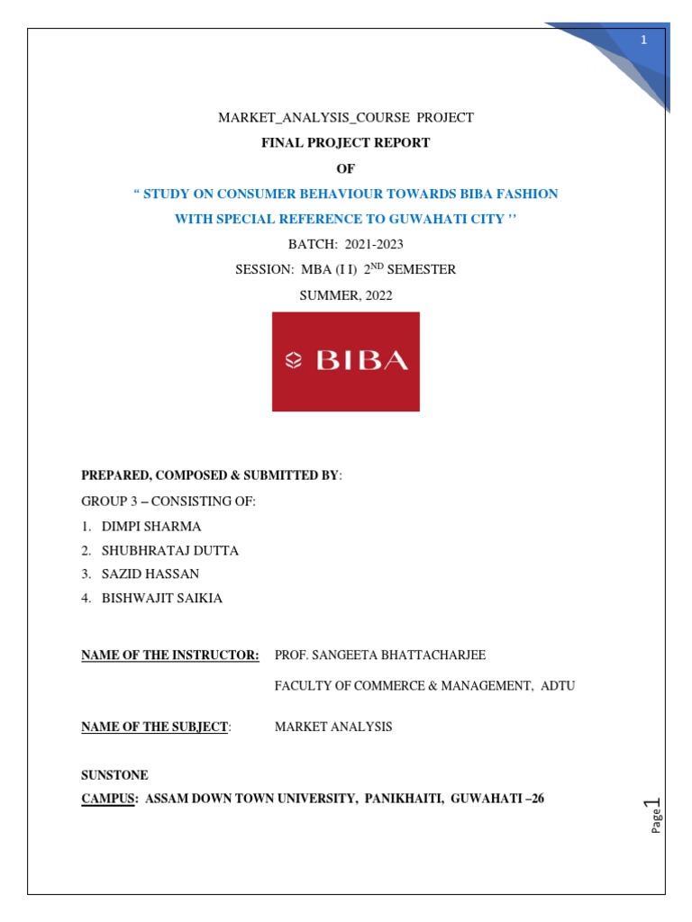 M.A. Final Project Report - BIBA | PDF | Marketing | Business