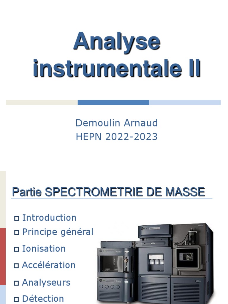 Spectrométrie de masse : principes et applications | PDF ...
