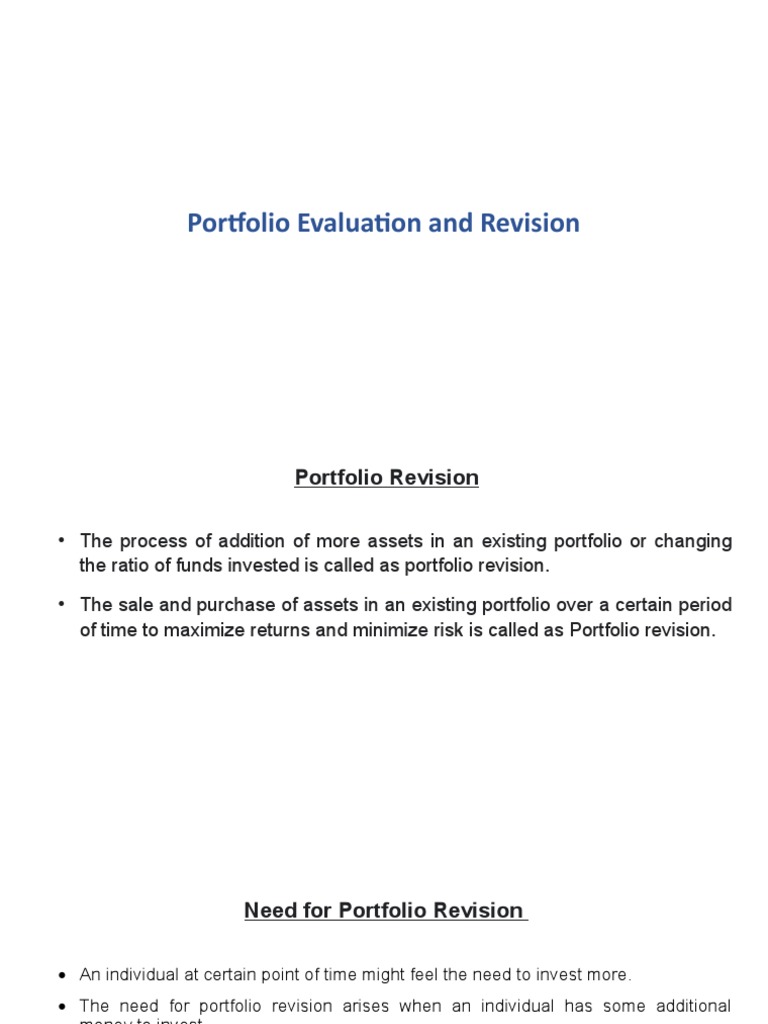 Chapter 6 - Portfolio Evaluation and Revision | PDF | Sharpe Ratio ...
