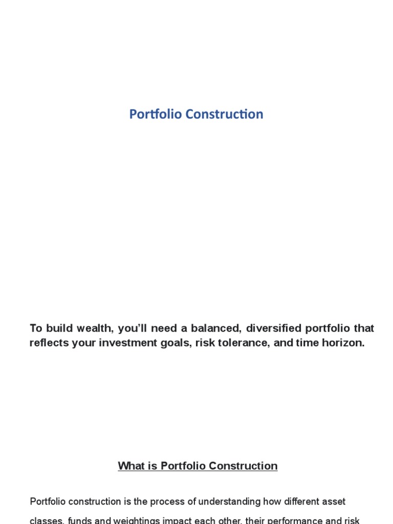 Chapter 5 - Portfolio Construction | PDF | Capital Asset Pricing Model | Financial Risk