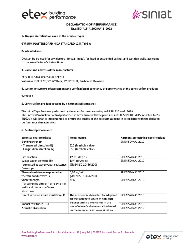 1.dop Nida Standard 12.5mm | PDF | Drywall | Civil Engineering