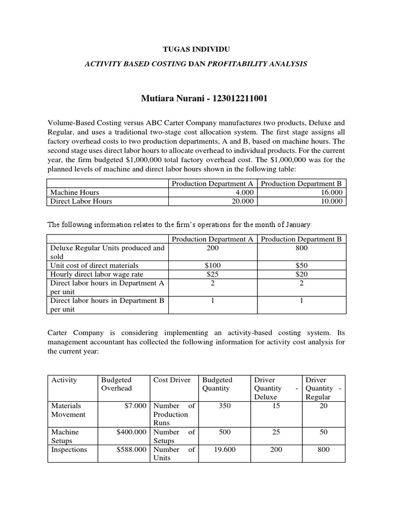 Tugas Individu Akmen Materi ABC PDF | PDF | Accounting | Management Accounting