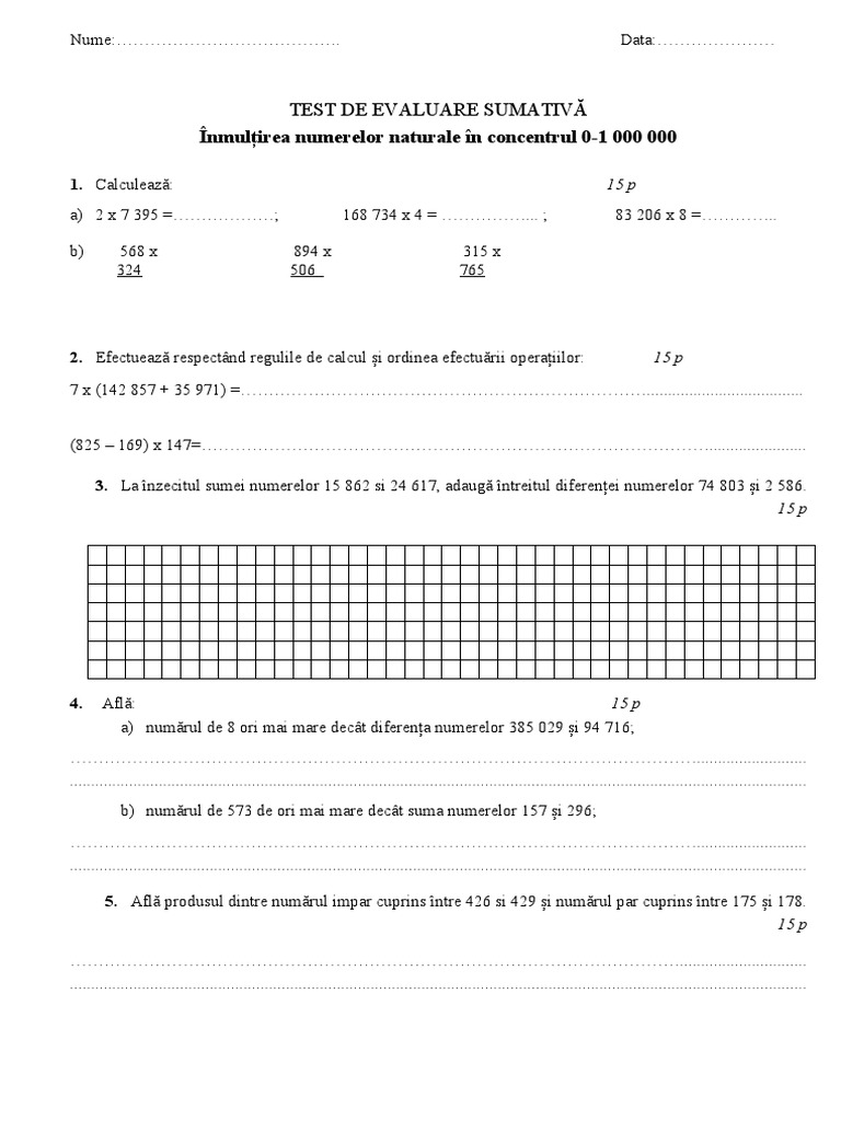 Test Inmultire | PDF