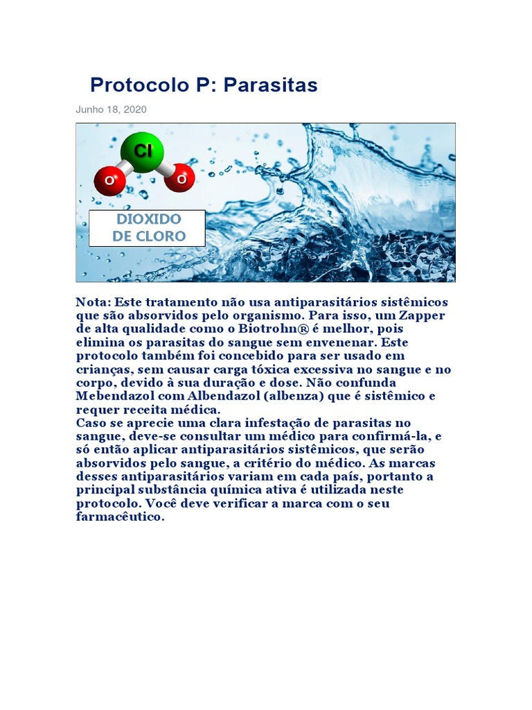 Protocolo P Parasitas e Mais | PDF | Chá | Diarreia