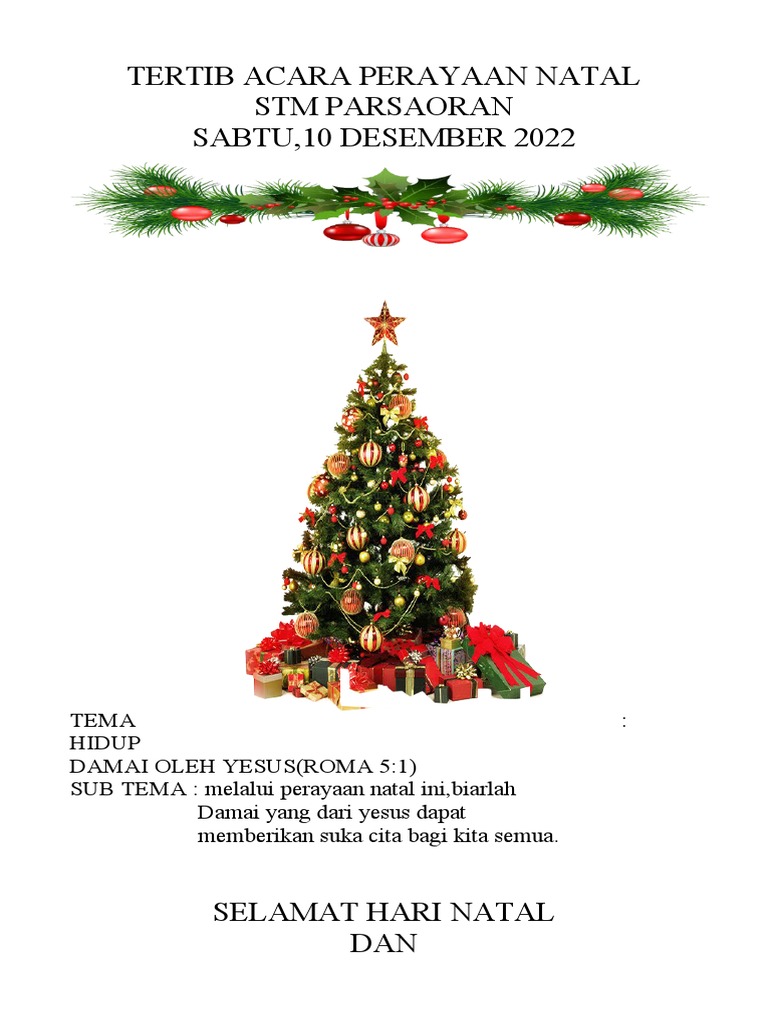 Jadwal Perayaan Natal STM Parsoran 2022 | PDF