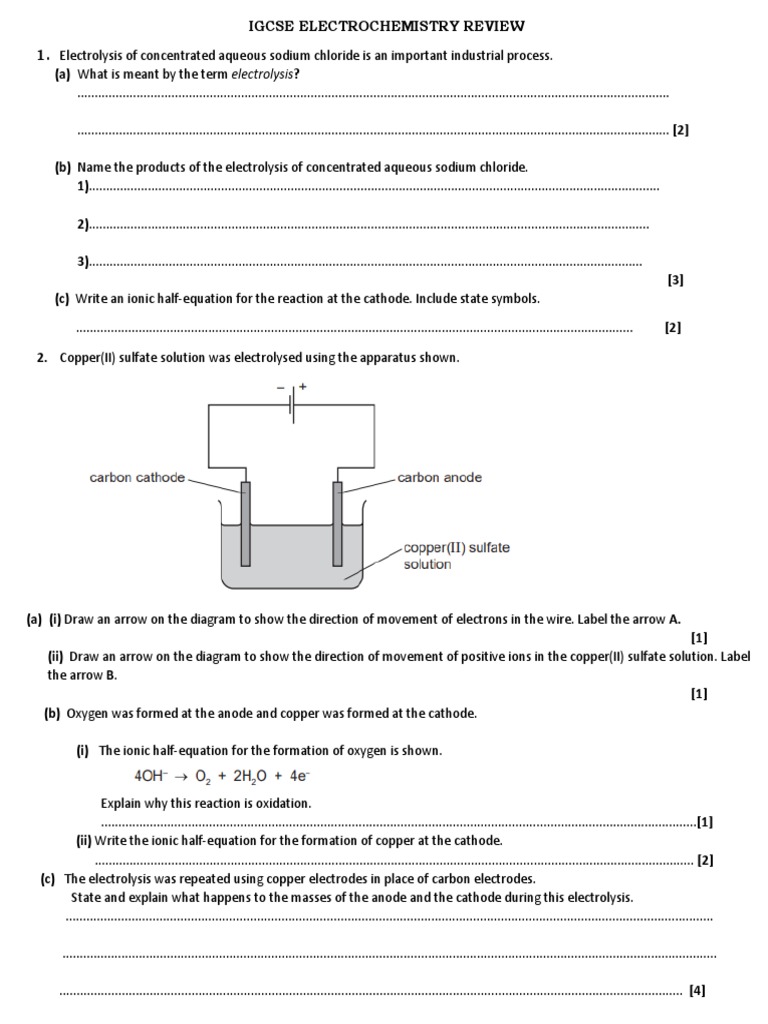 Igcse Electrochemistry Review PDF | PDF | Anode | Electrochemistry
