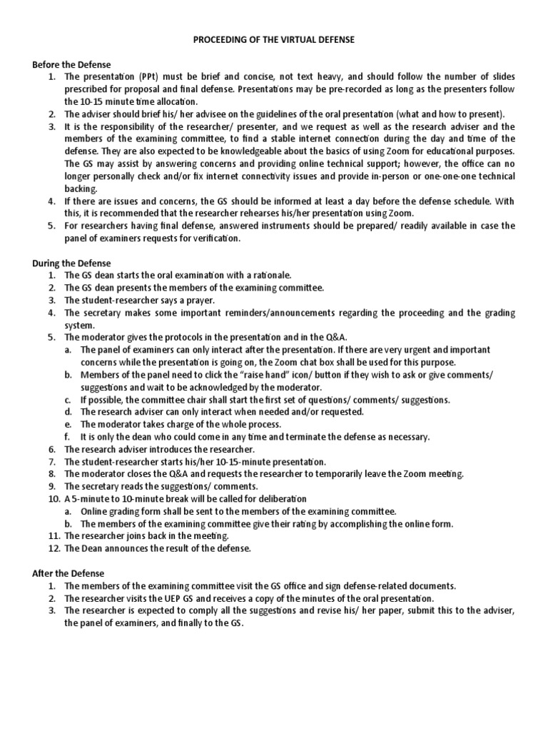 Virtual Defense Guidelines and Procedures | PDF