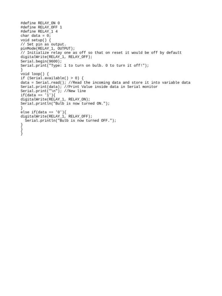 Arduino Code Foe Home Automation | PDF