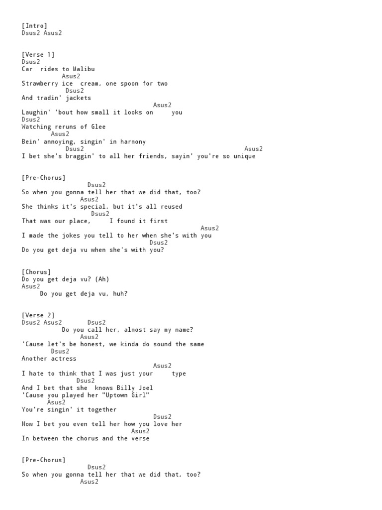 Deja Vu - Olivia Rodrigo PDF | Download Free PDF | Song Structure | American Pop Songs