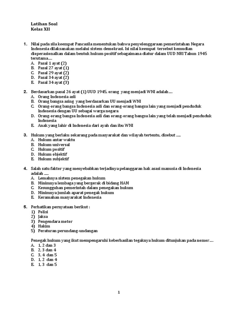 Latihan Soal Kls XII | PDF
