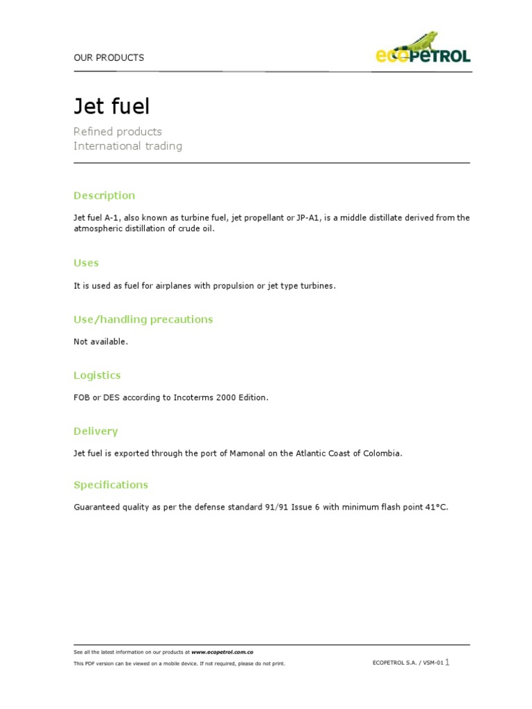 Ecopetrol Jet Fuel VSM-01 PDF | PDF | Jet Fuel | Computer Virus