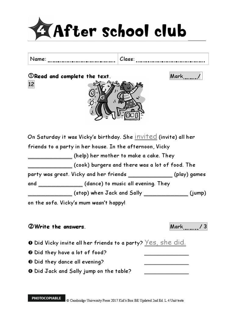 KB Be Level 4 Unit Test 4 | PDF