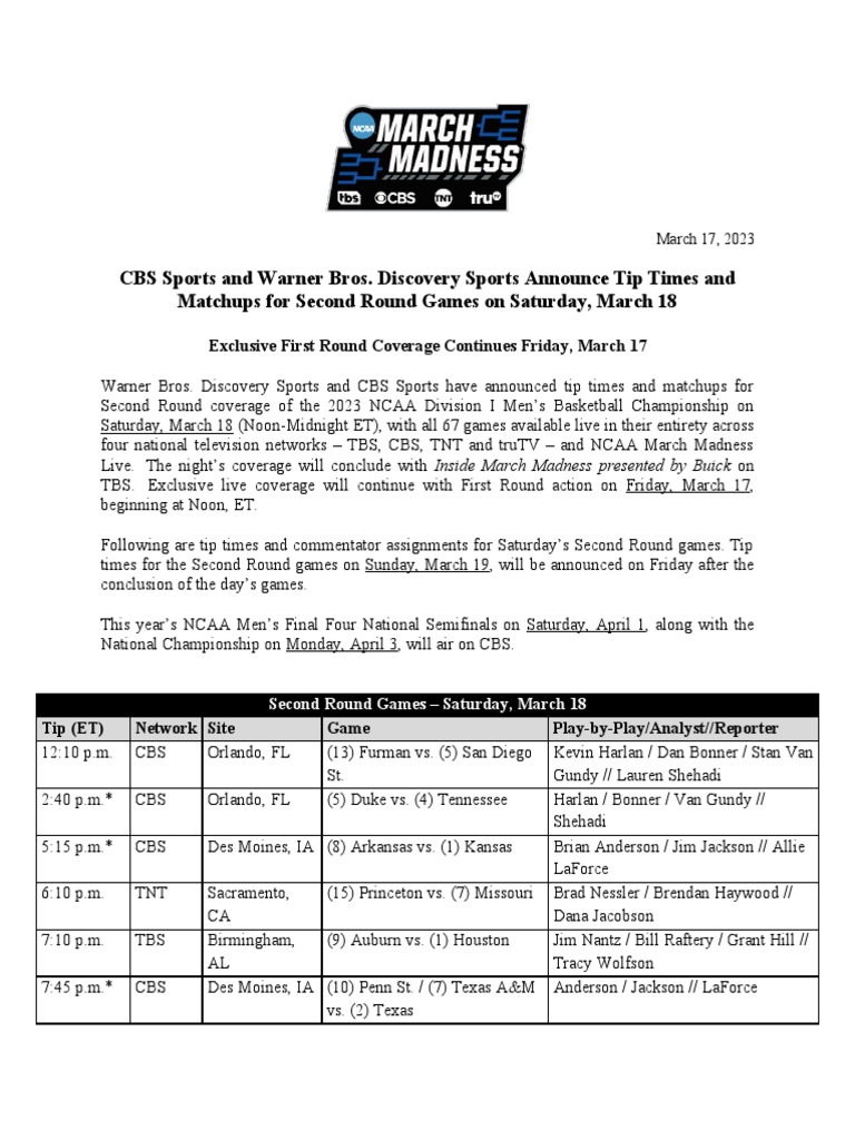 March Madness 2023 Second Round Tips | PDF
