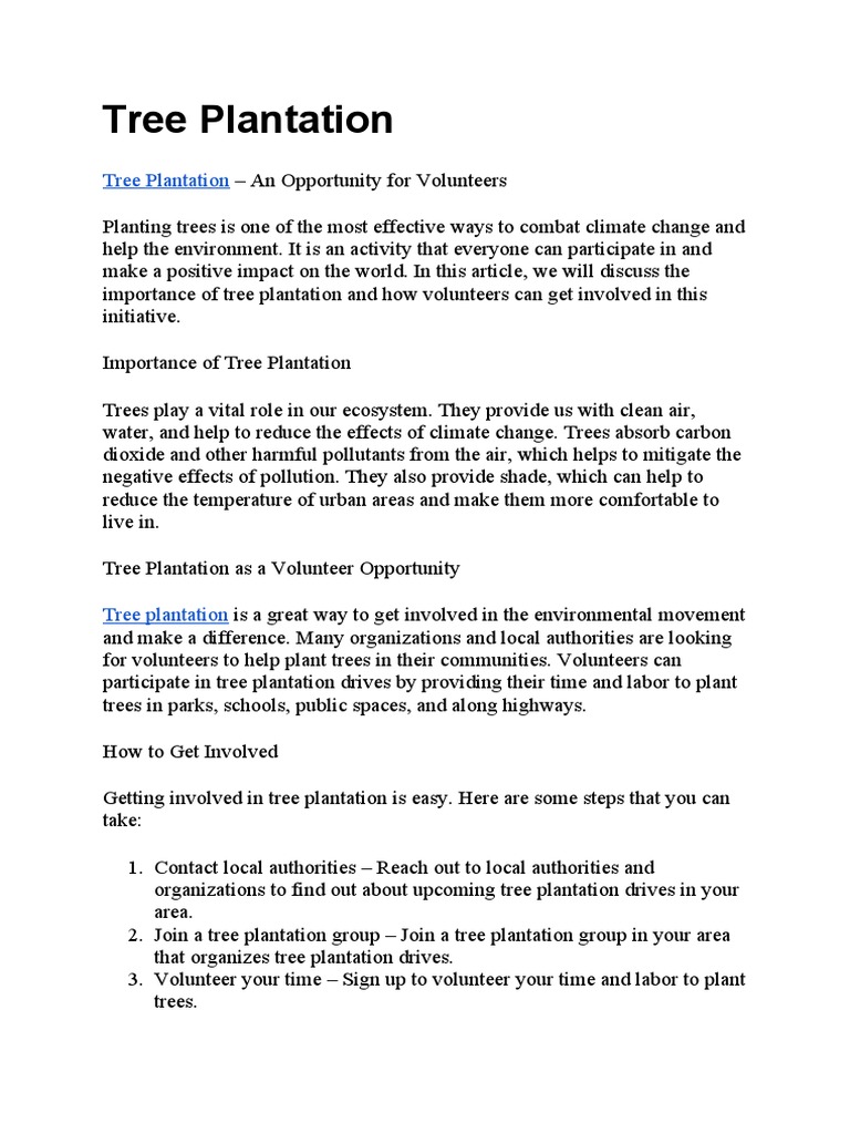 Tree Plantation | PDF