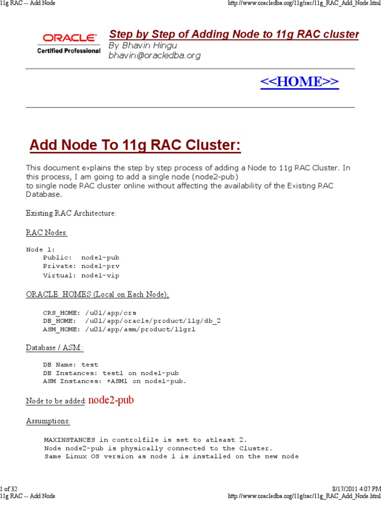11g Rac Add Node Pdf Oracle Database Secure Shell