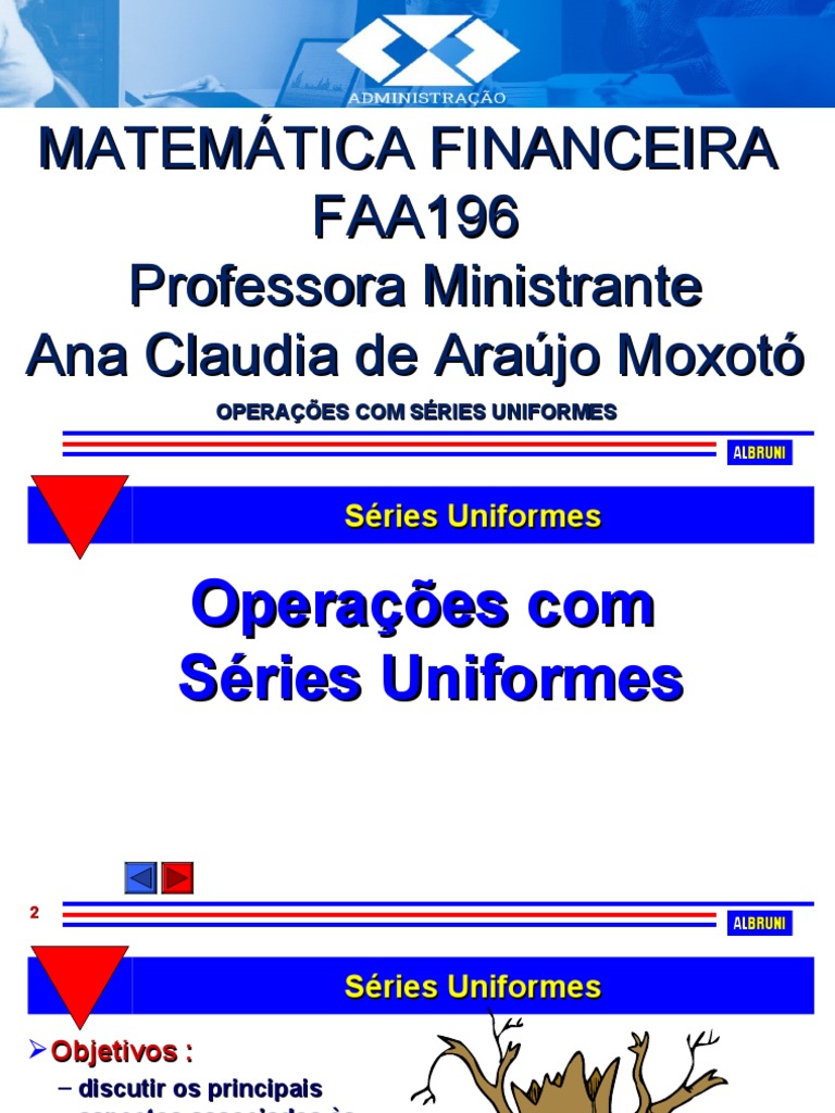 AULA 02-Operações Com Séries Uniformes | PDF | Juros | Título corporativo