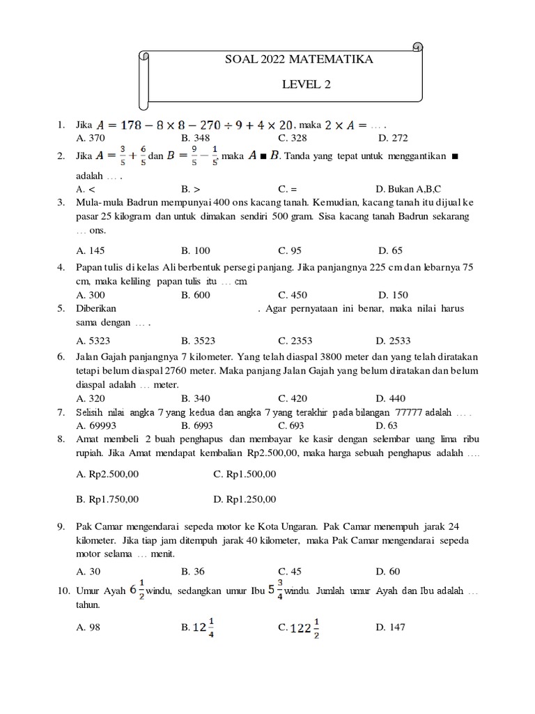 Soal Matematika Level 2 | PDF