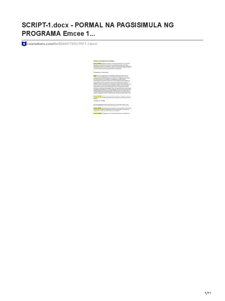 Script-1docx - Pormal Na Pagsisimula NG Programa Emcee 1 | PDF