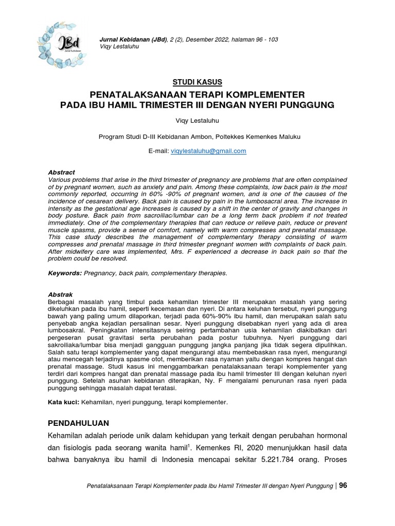 Terapi Komplementer untuk Nyeri Punggung Ibu Hamil | PDF | Sains ...