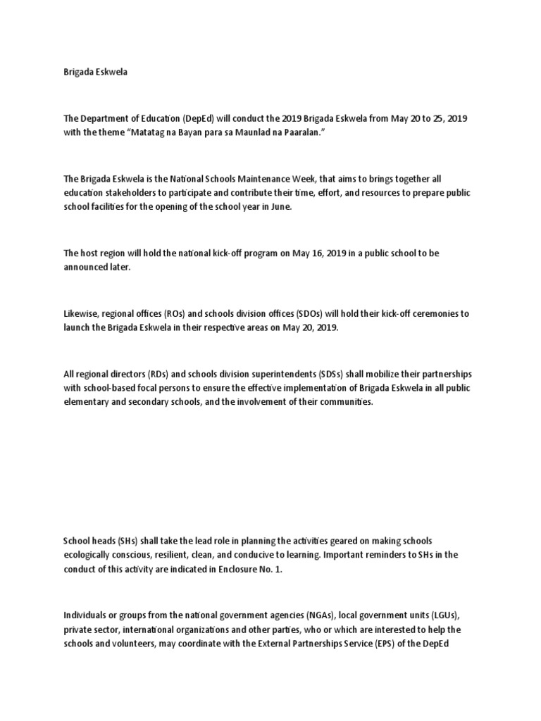 Brigada Eskwela Pdf