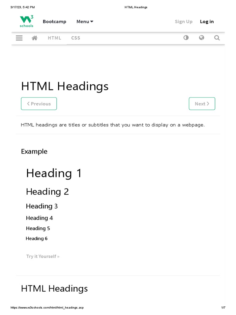 HTML Headings | PDF | Html | Html Element