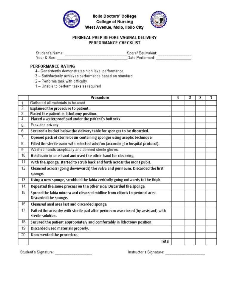 Perineal Prep Before Vaginal Delivery | PDF