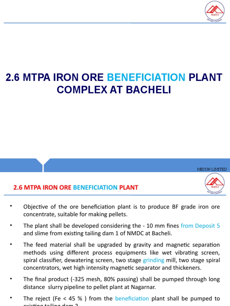 NMDC Bacheli Iron Ore Beneficiation Plant | PDF | Iron Ore | Materials