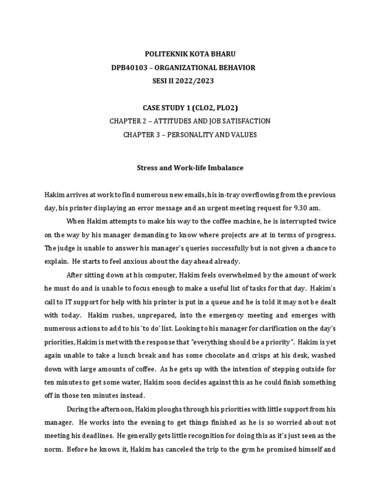 Case Study 1 Sesi 2 2022 2023 | PDF | Psychology | Psychological Concepts