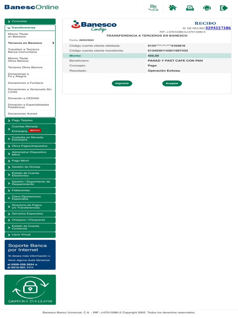 Soporte Banca Por Internet: Código Cuenta Cliente Debitada: Código ...
