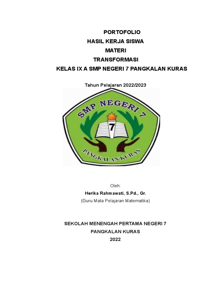 Portofolio siswa Refleksi | PDF