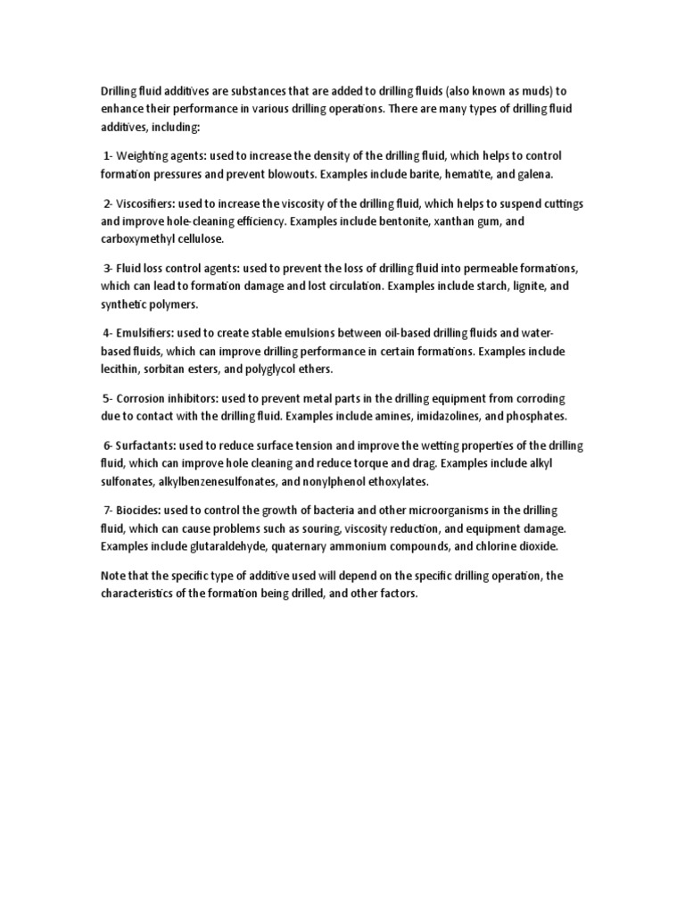 Drilling Fluid Additives Overview | PDF