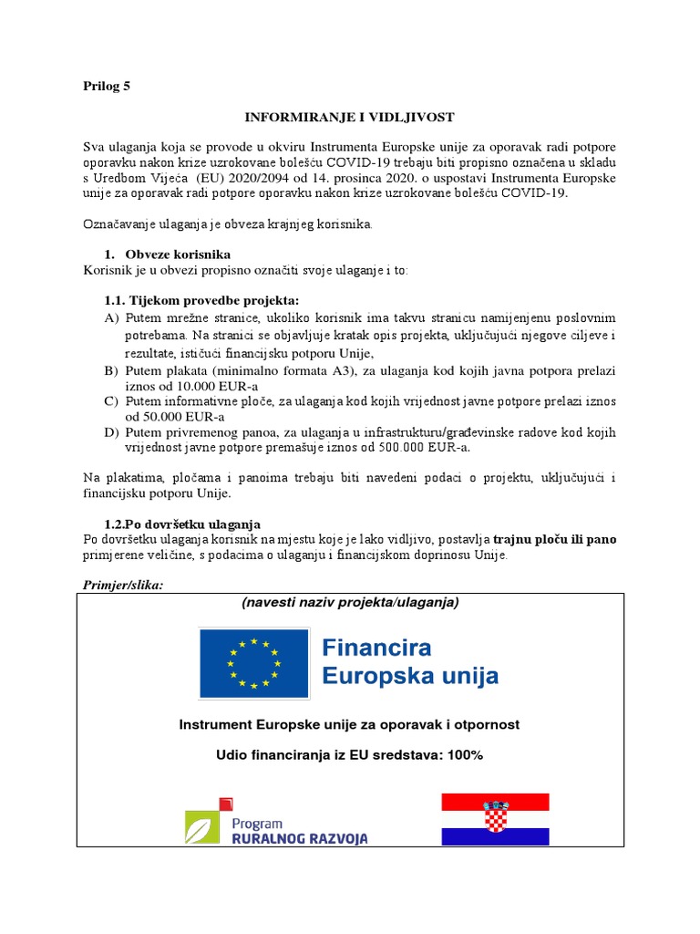 Prilog 5 - Informiranje I Vidljivost | PDF