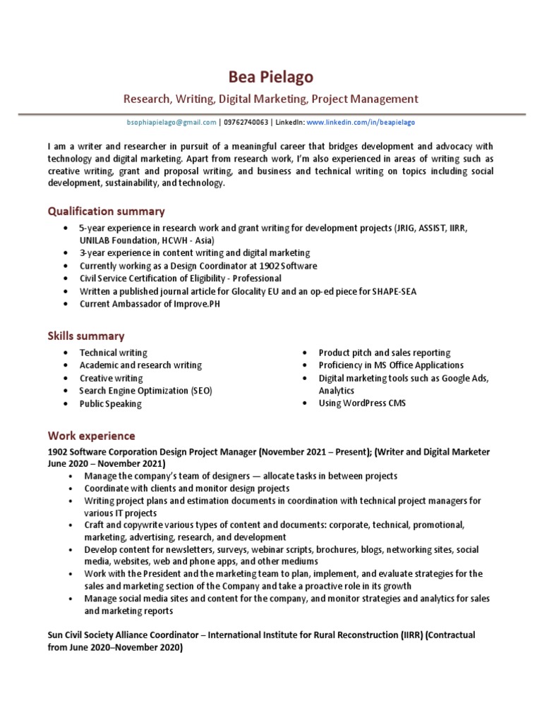 Bea's Resume | PDF | Digital Marketing | Governance