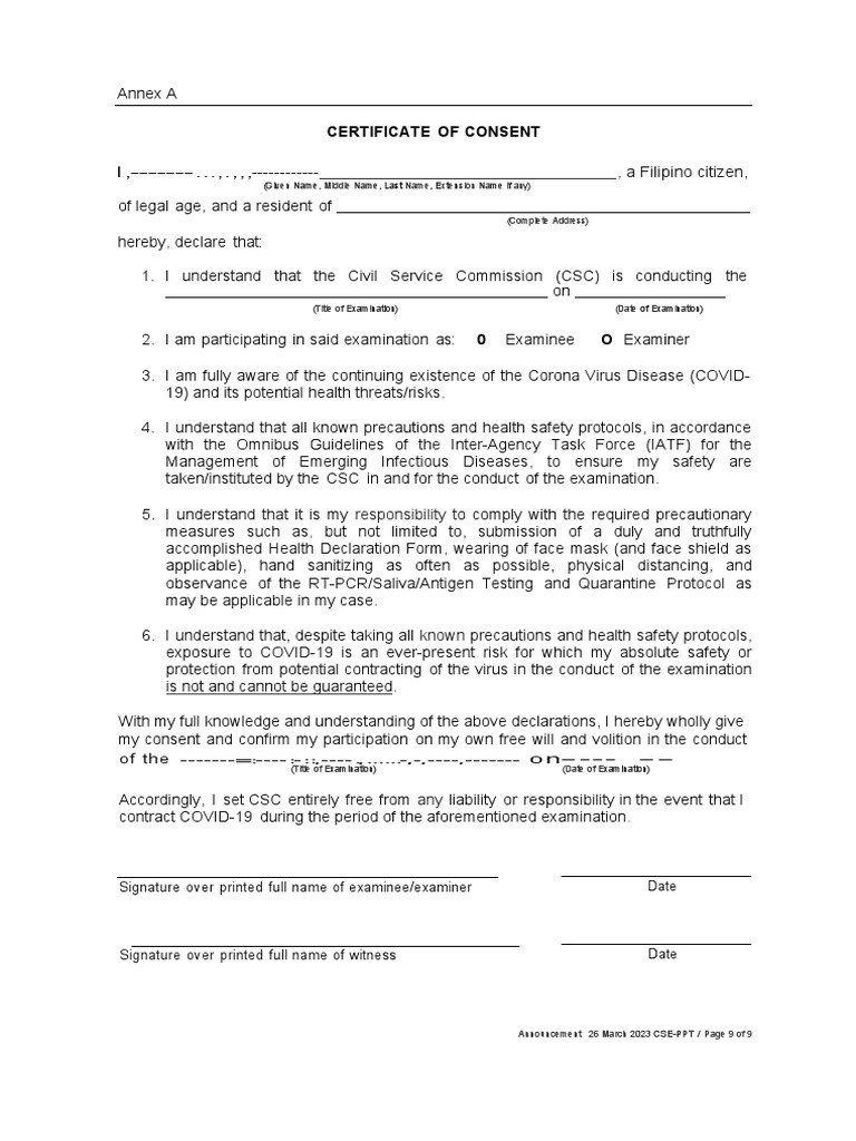 CSC Consent | PDF | Emergency Management | Epidemiology