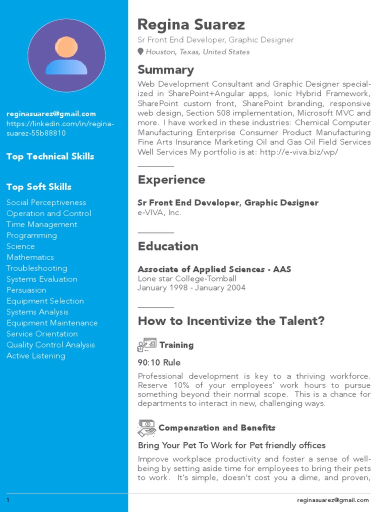 Regina Suarez: Front End Developer Profile | PDF | Employment ...