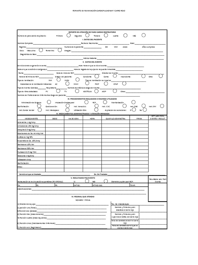 FORMATO DEL CARRO ROJO Y RCP BIEN.pdf | PDF | Reanimación ...