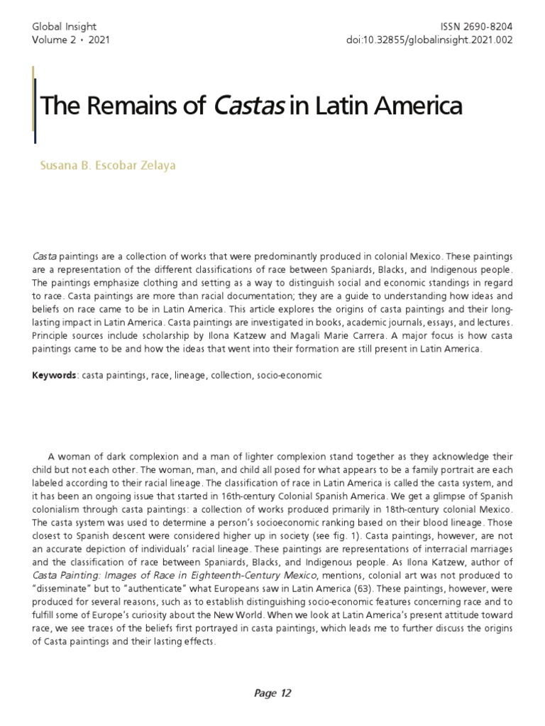 Casta Paintings' Impact in Latin America | PDF | Multiracial Affairs ...