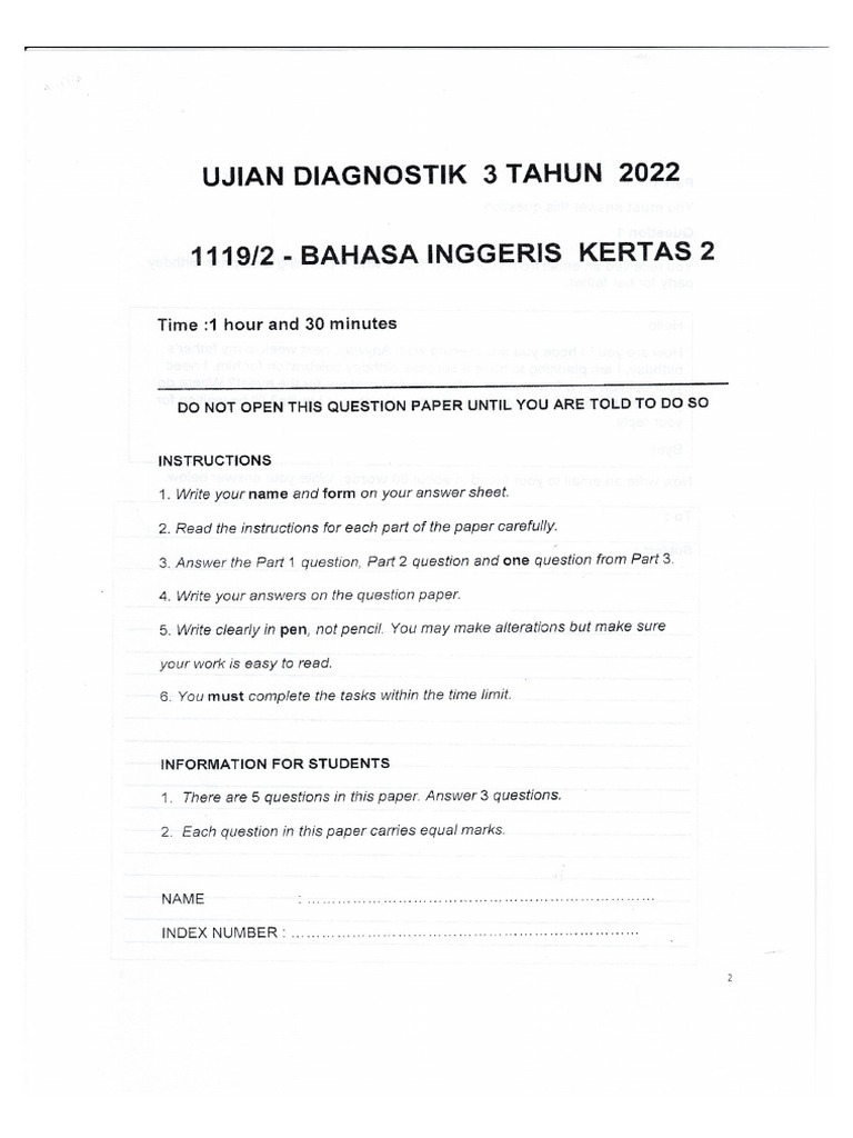 Ud3 Kertas 2 Melaka 2022 English Trial | PDF