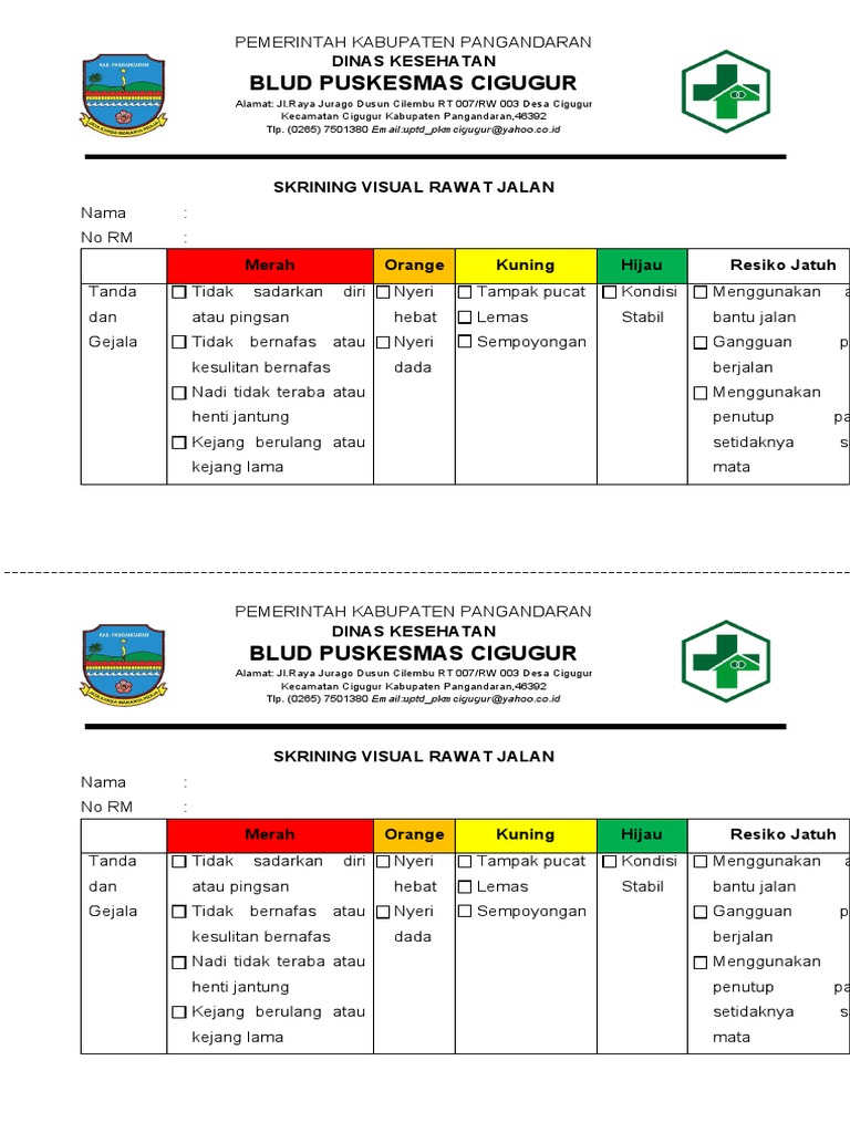 Skrining Visual Kesehatan Puskesmas Cigugur | PDF